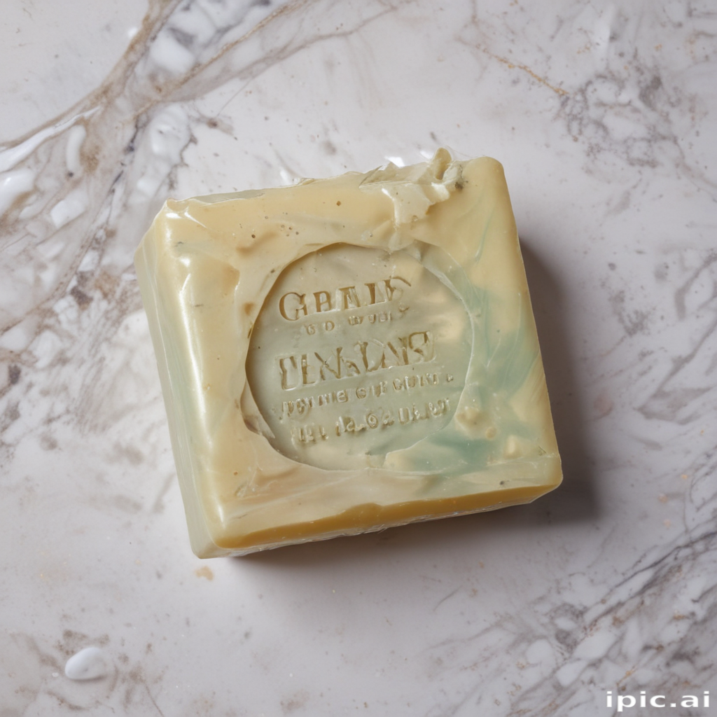 Artisan Soap Bar with Unique Swirls and Engraved Design on Surface