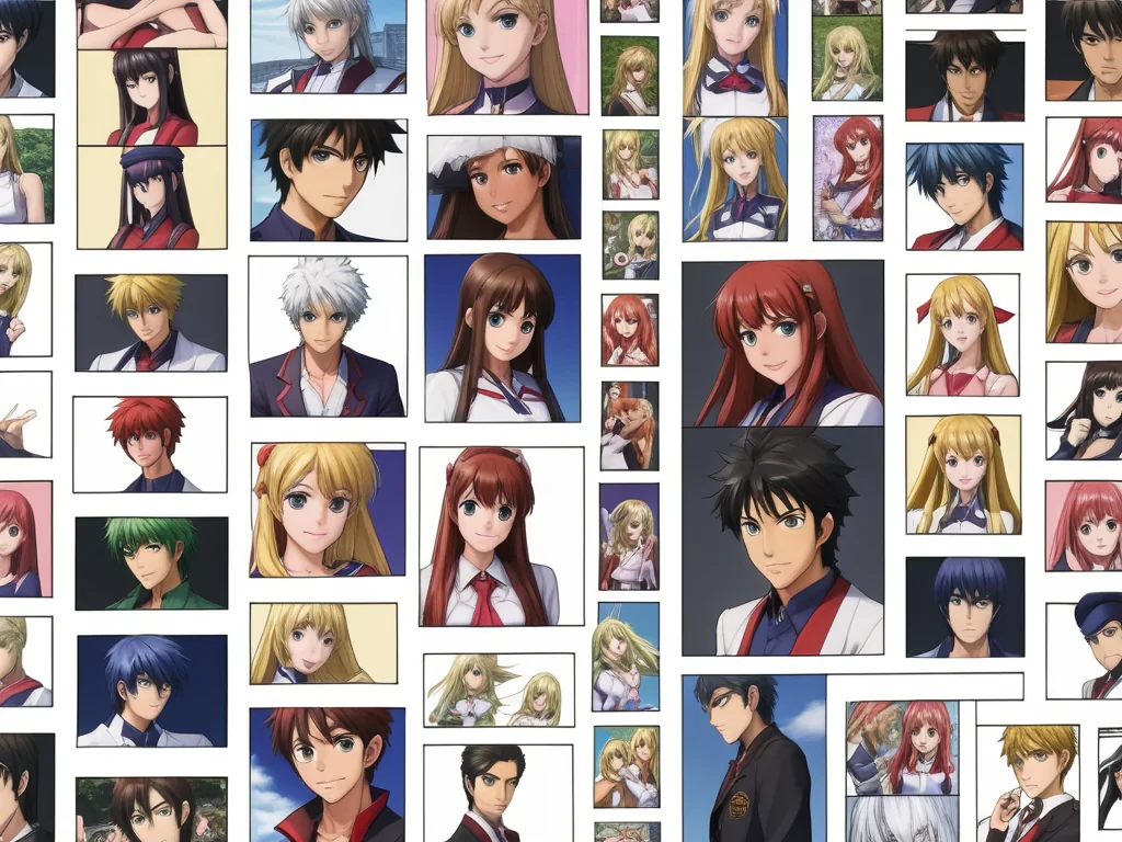 Collage of Colorful Anime Characters Featuring Diverse Expressions and ...