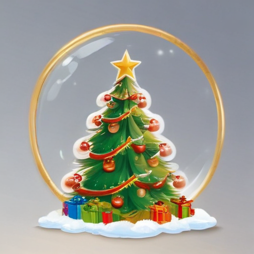 Festive Christmas Tree Encased in a Sparkling Glass Ornament Display