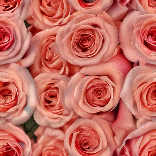Beautiful Arrangement of Soft Pink Roses in Full Bloom Together