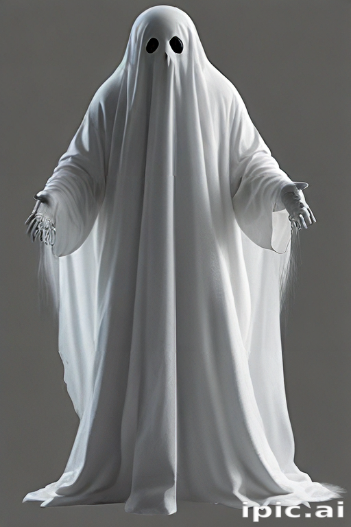 An Eerie Ghost Figure Emerging from Shadows with Outstretched Arms