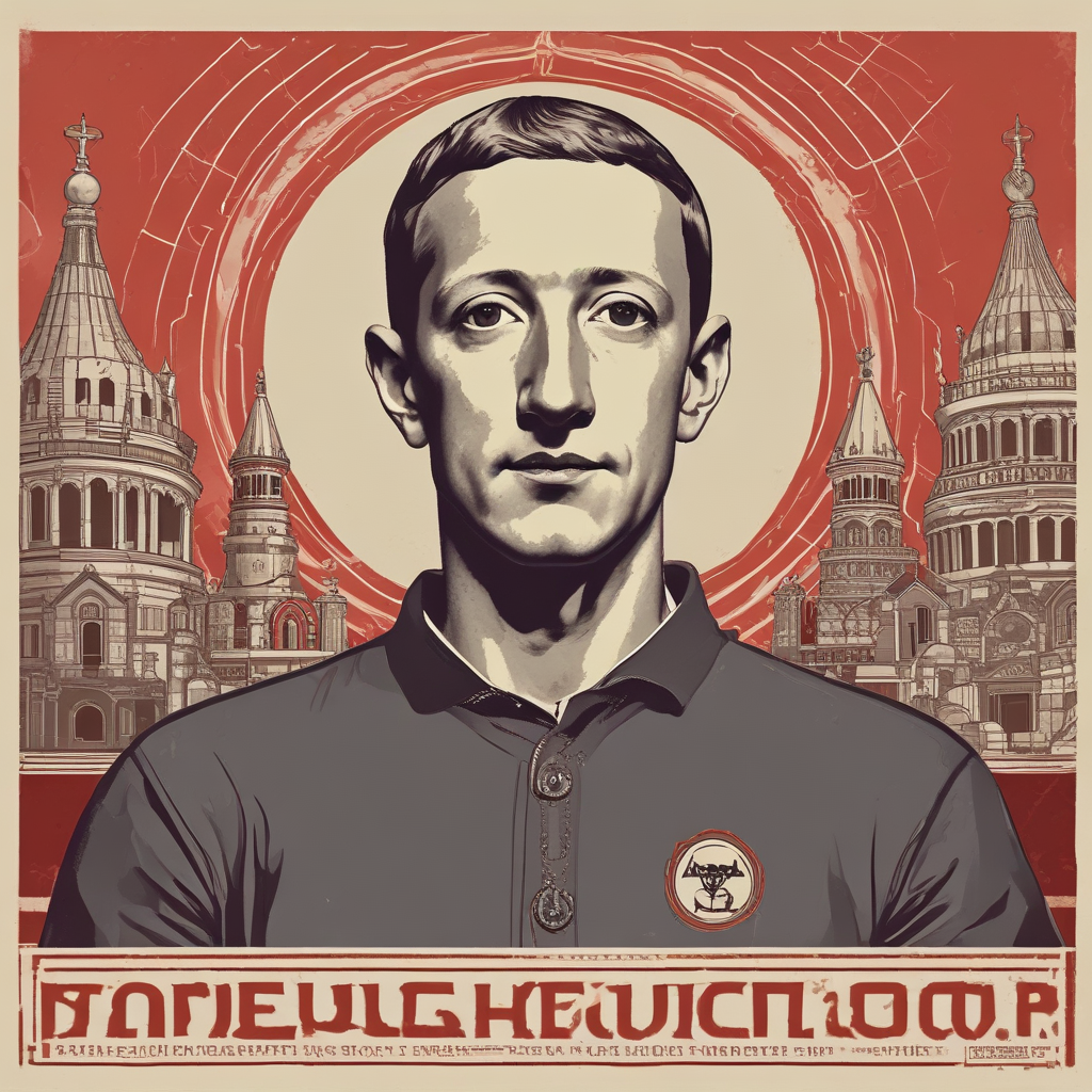 Mark Zuckerberg Ginsburg CCCP soviet style propaganda poster