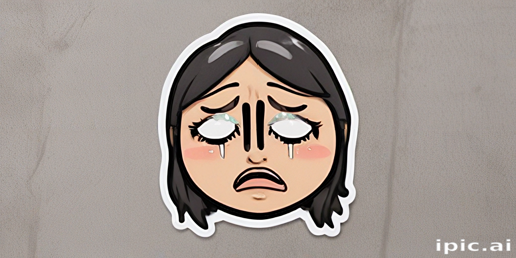 Stylized Illustration of a Sad Face with Tears and Distressed Expression