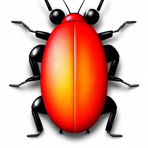 big red funny cartoon beetle on white background