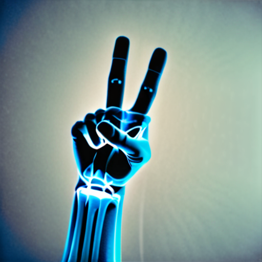 x-ray arm and closed fist , pointer finger point up