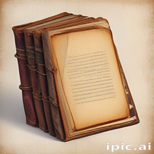 An Antique Collection of Weathered Books with Intriguing, Faded Pages