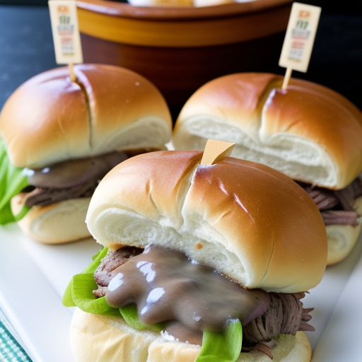 Delicious BBQ Beef Sliders with Savory Gravy on Soft Buns