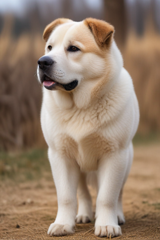 A Beautiful Cream-Colored Dog Standing Gracefully in a Natural Setting.