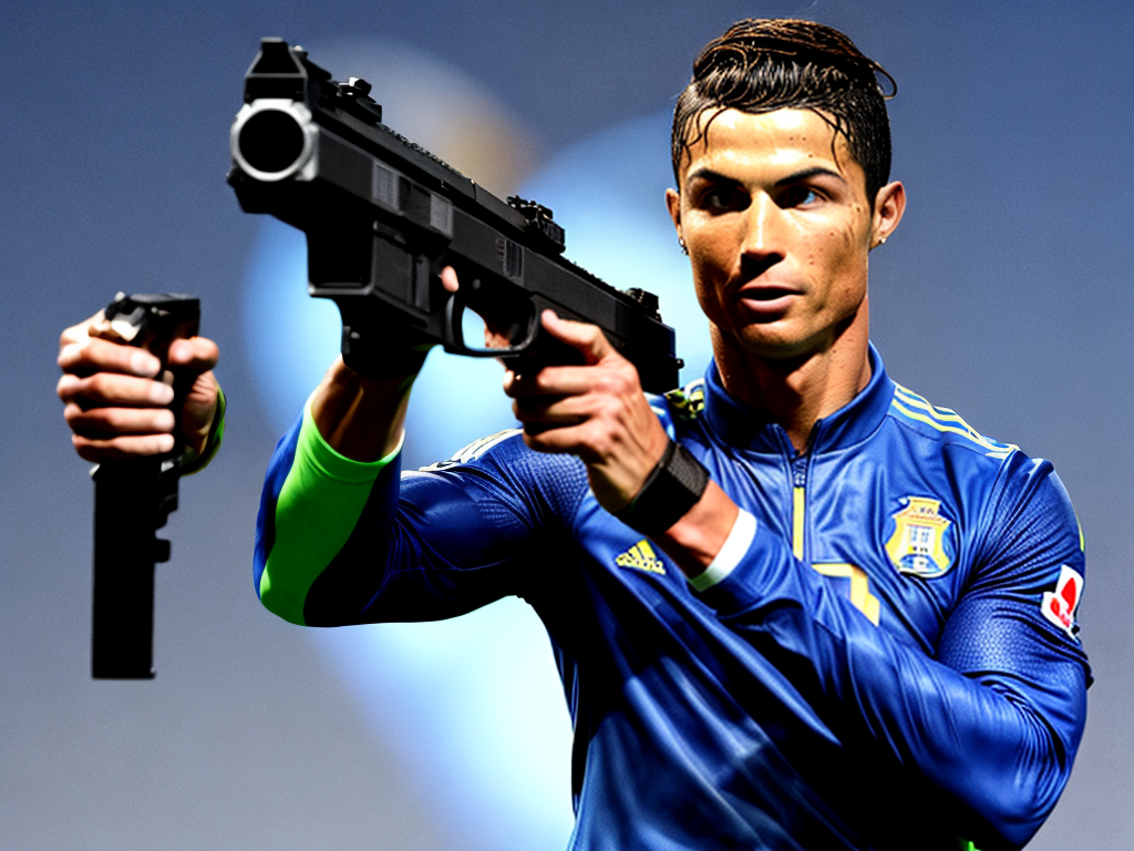 Cristiano ronaldo holding a gun