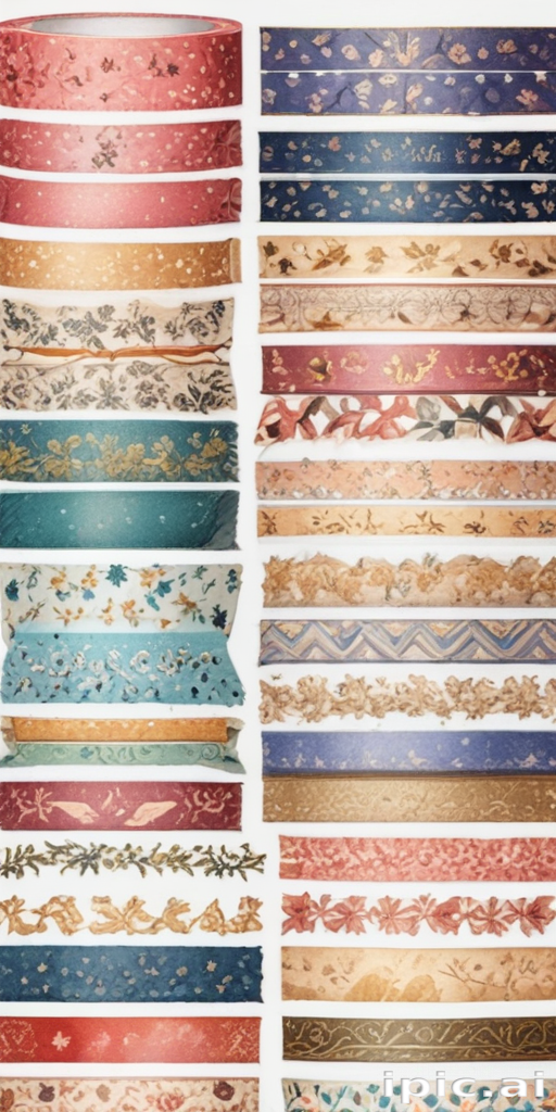 Collection of Decorative Washi Tapes Featuring Floral Patterns and ...