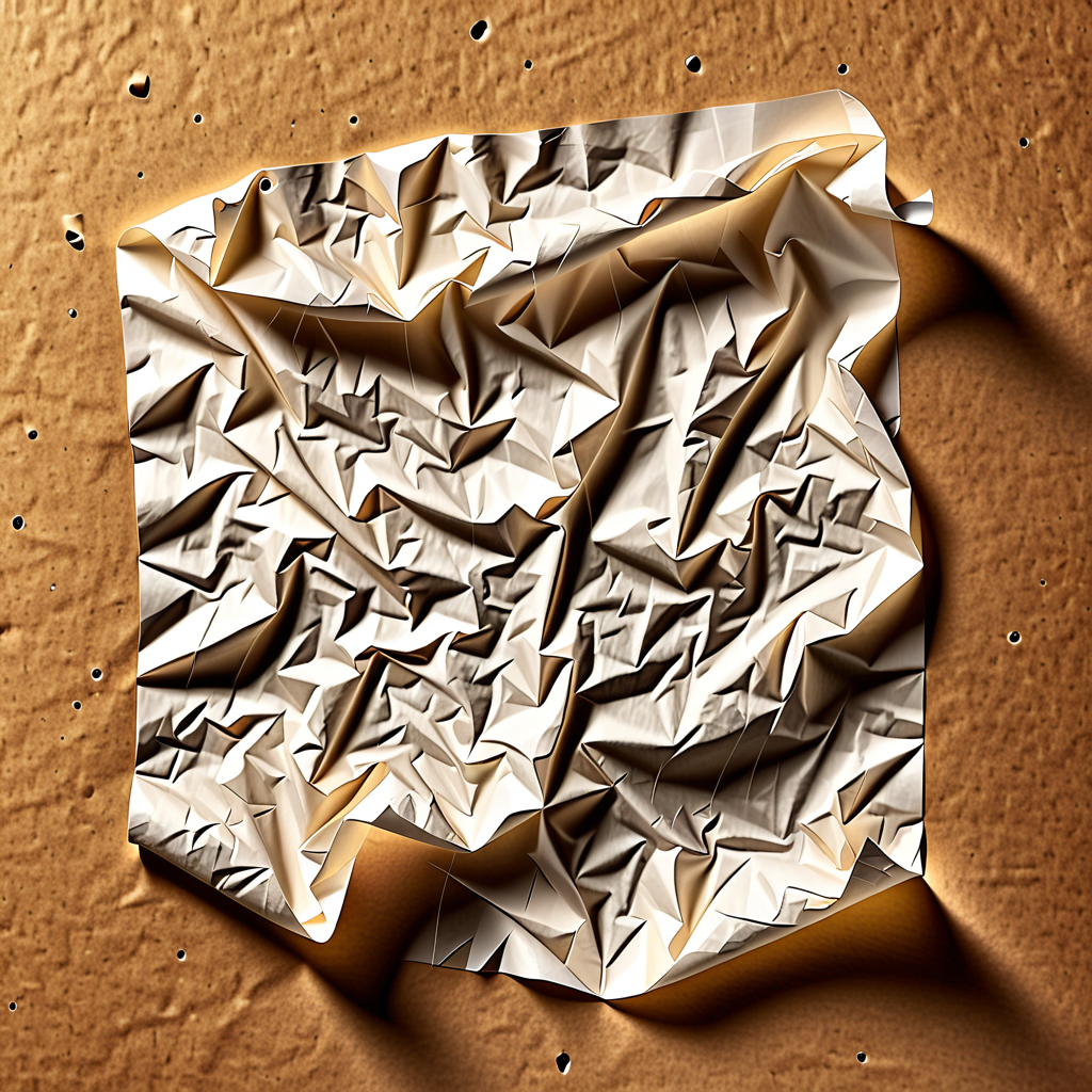 Intricate Textures of Crumpled Paper Against a Subtle Background Surface