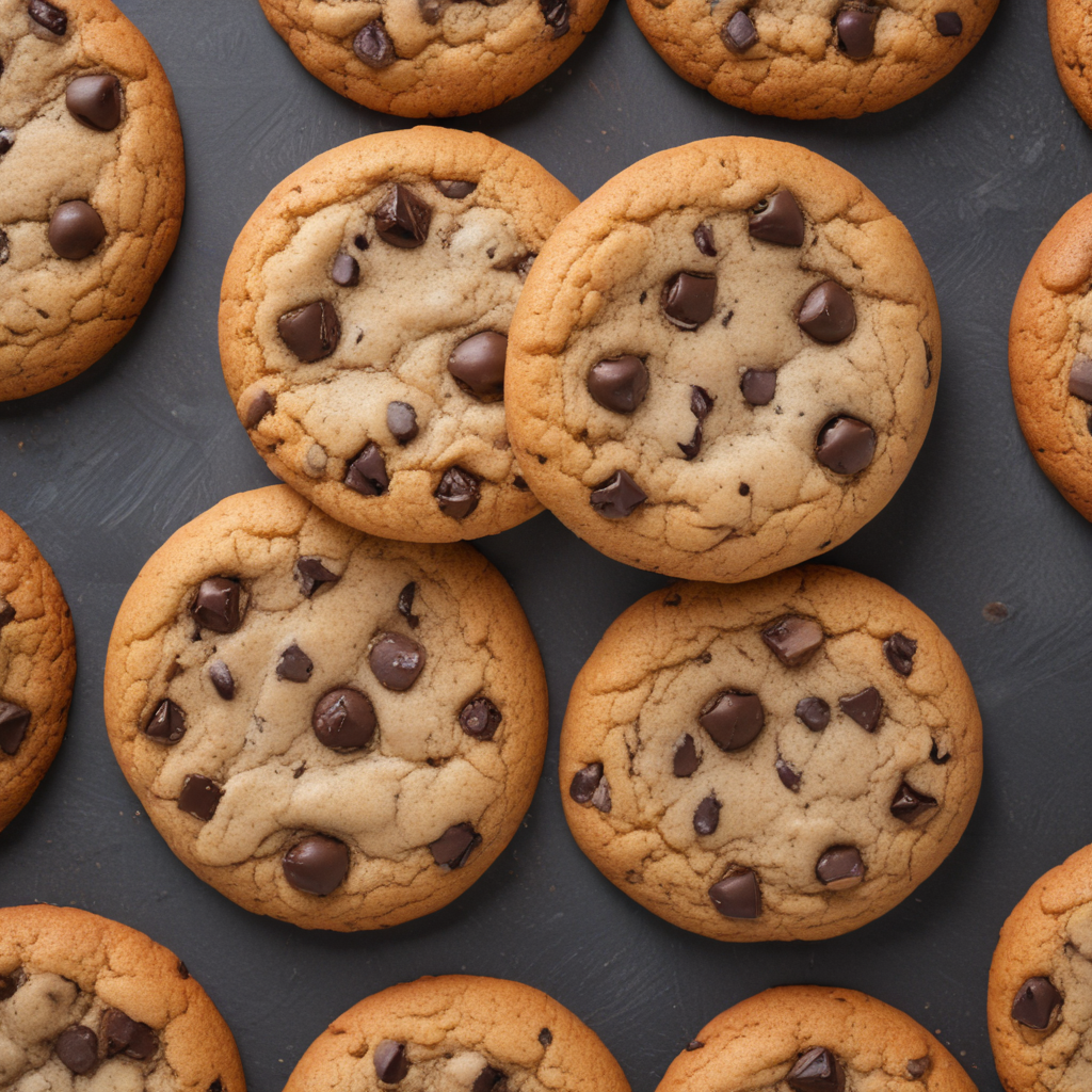 Dark chocolate chip cookie from above, without background