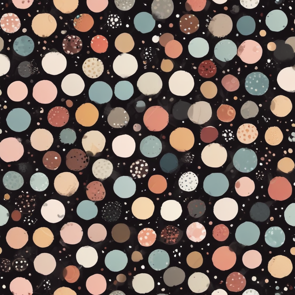 Colorful Polka Dot Pattern on a Dark Background with Various Sizes