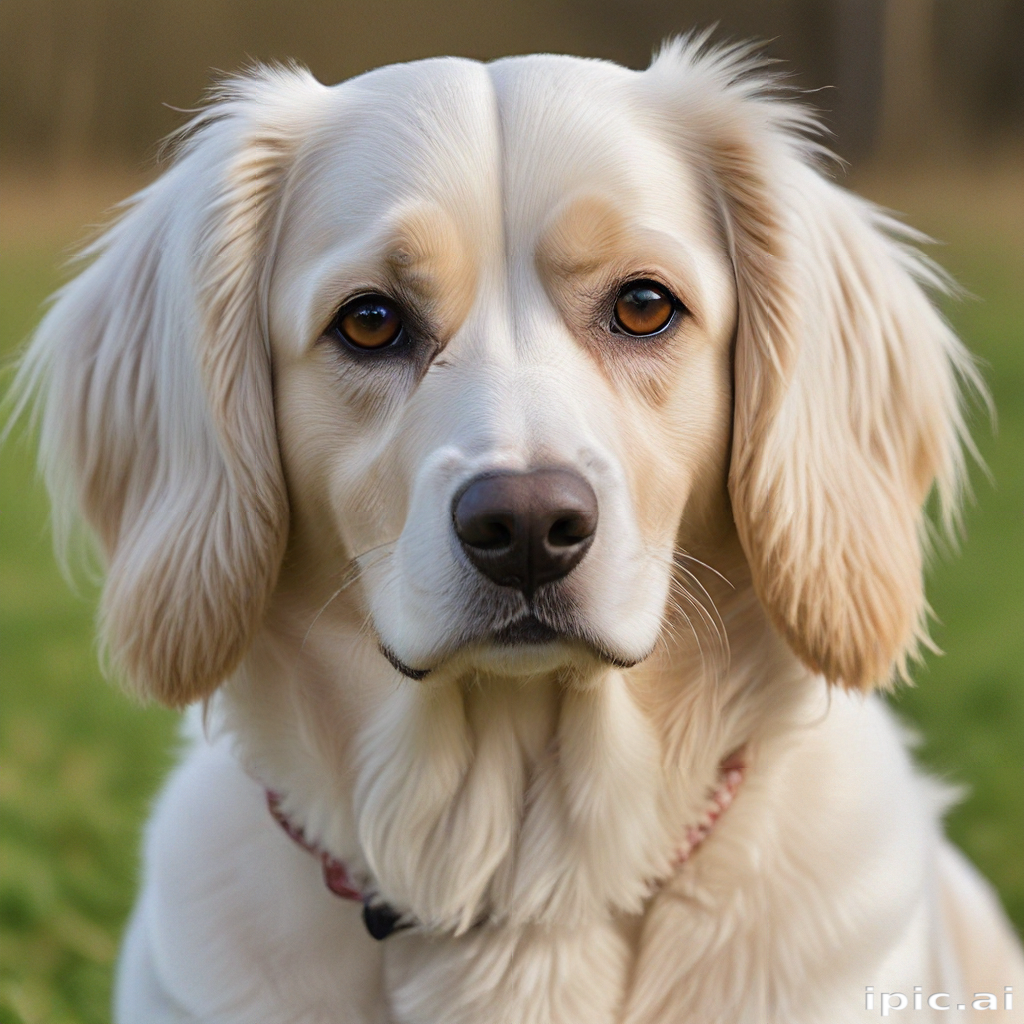 A Beautiful Golden Dog with Fluffy Ears Enjoying a Sunny Day Outdoors.