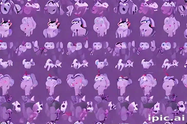 A Colorful Collection of Cute Cartoon Animals in a Vibrant Purple ...
