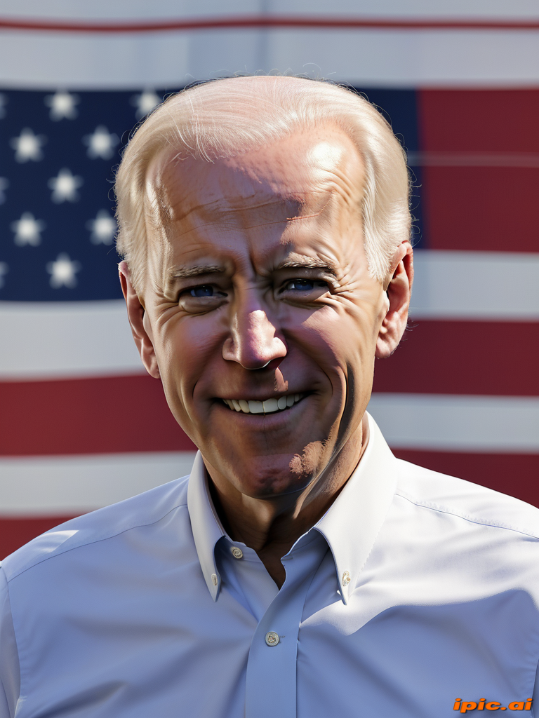 Smiling Portrait of a Politician Against a Background of American Flag