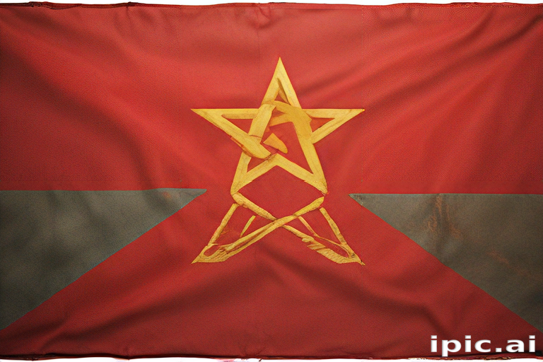 Symbolic Flag Featuring a Red Background with a Golden Star Emblem