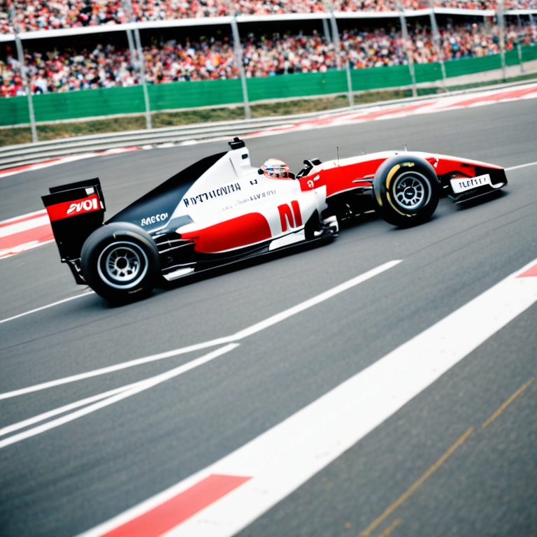 formula 1 car driving over a 200m jump