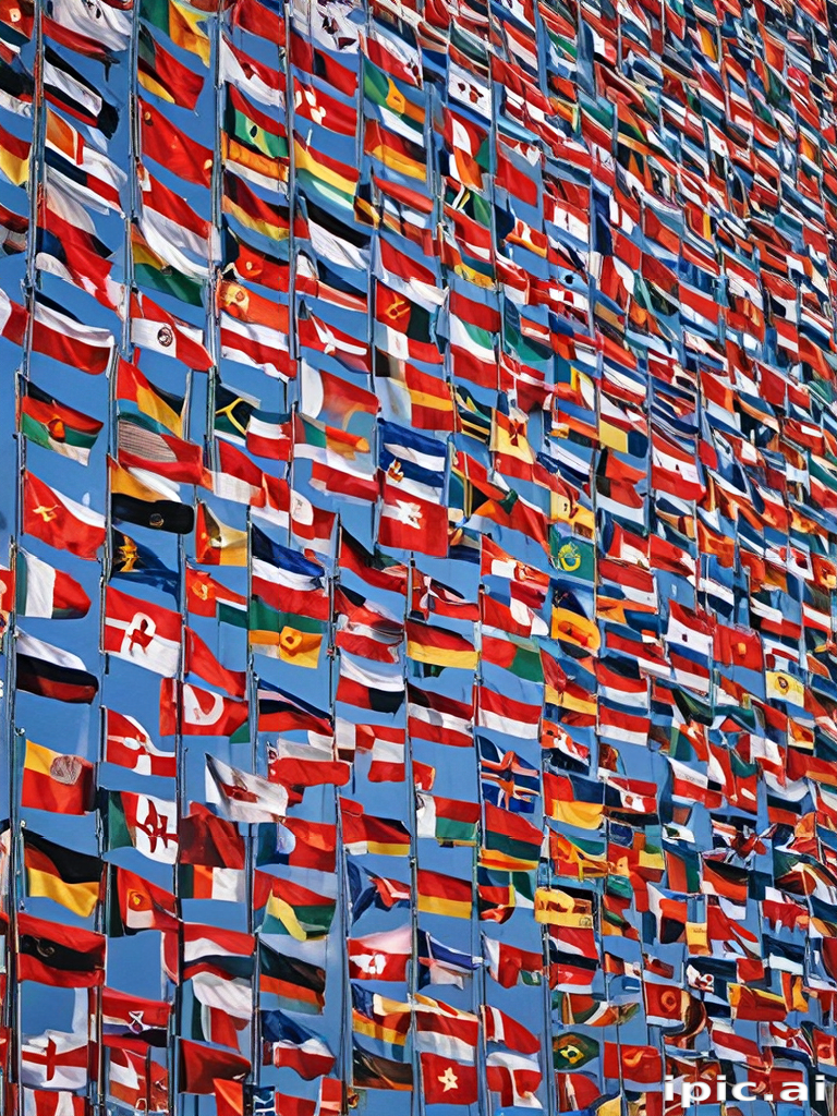 Vibrant Display of International Flags Representing Unity and Global ...