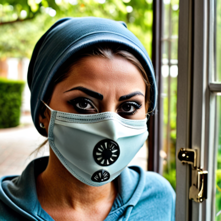 a female robber with face mask robs a house