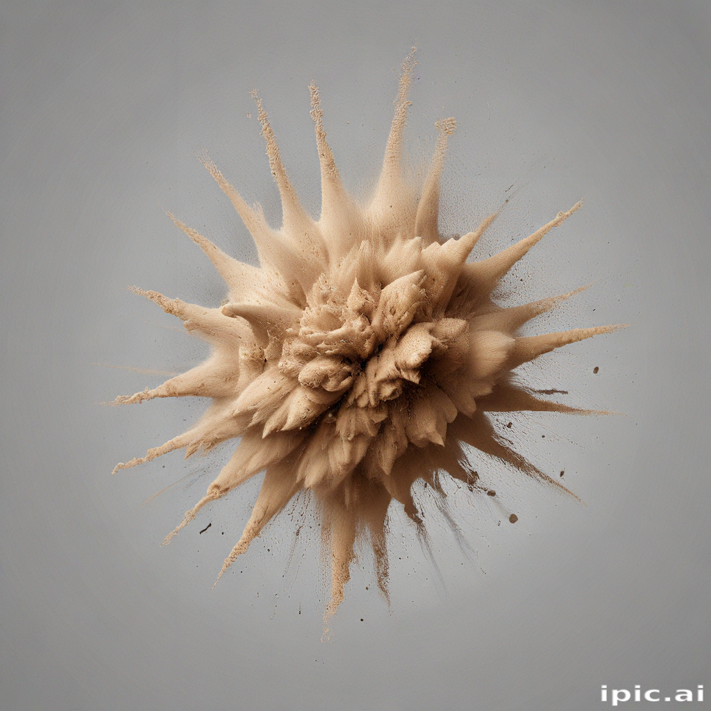 Explosive Eruption of Fine Particles Creating a Dynamic Visual Impact