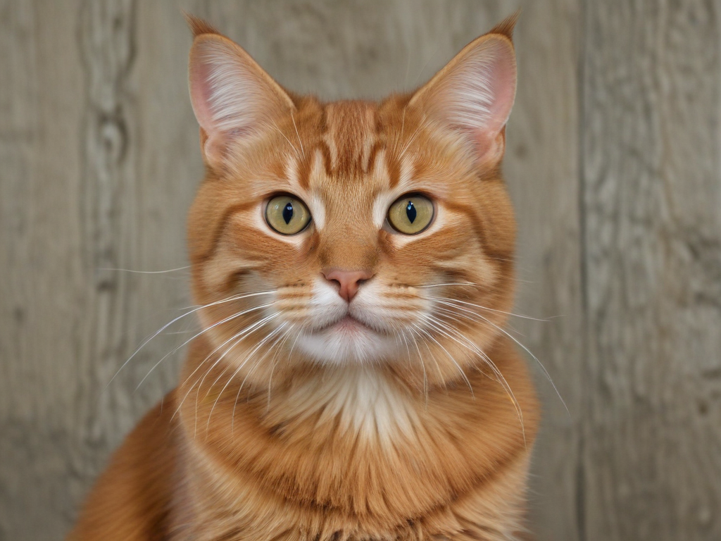 A Majestic Ginger Cat Posing Elegantly Against a Rustic Background.