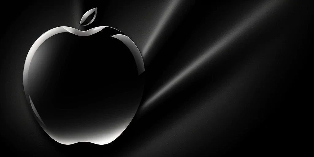 Elegant Black Apple Logo on a Sleek, Dark Background with Subtle Light