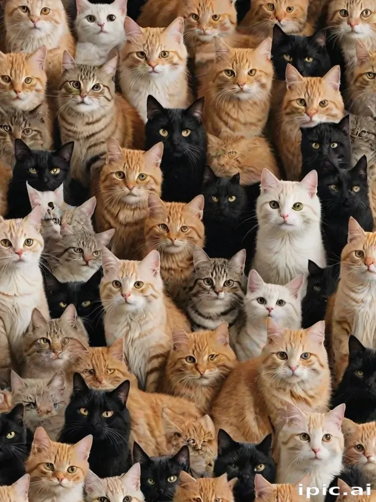 A Colorful Gathering of Cats: A Vibrant Display of Feline Diversity