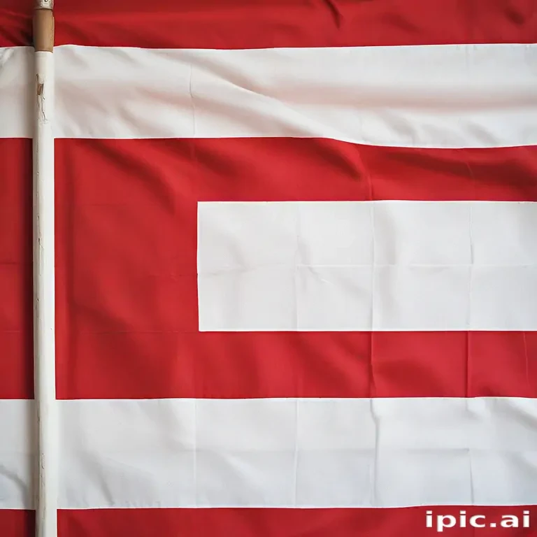 Vibrant Red and White Flag Displaying Bold Geometric Patterns and Design