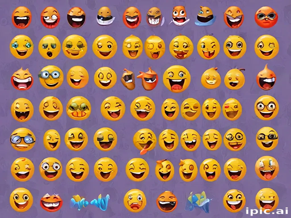Colorful Collection of Expressive Emojis Showcasing a Range of Emotions
