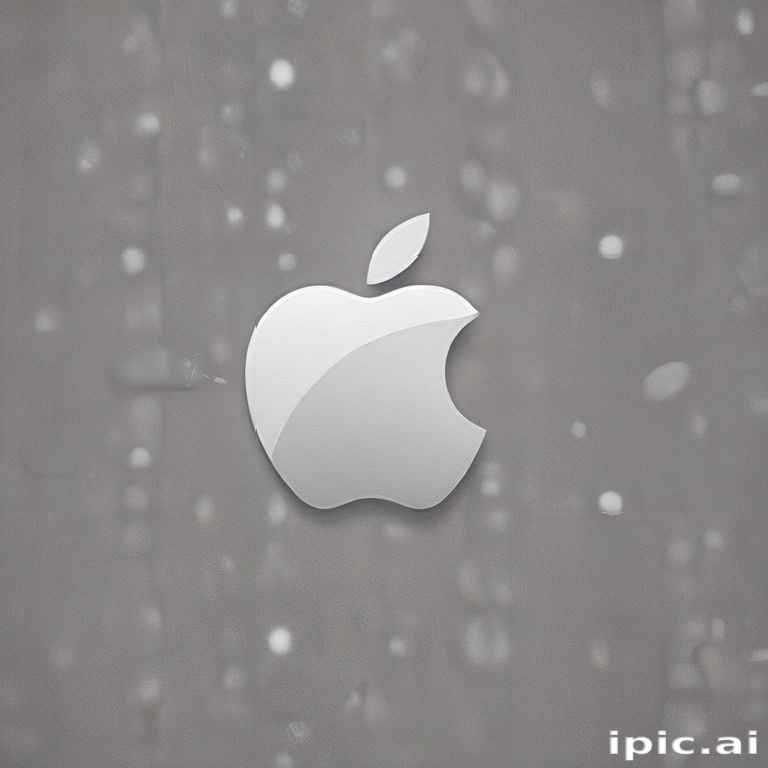 Stylized Silver Apple Logo Against a Soft Gray Background with Subtle ...