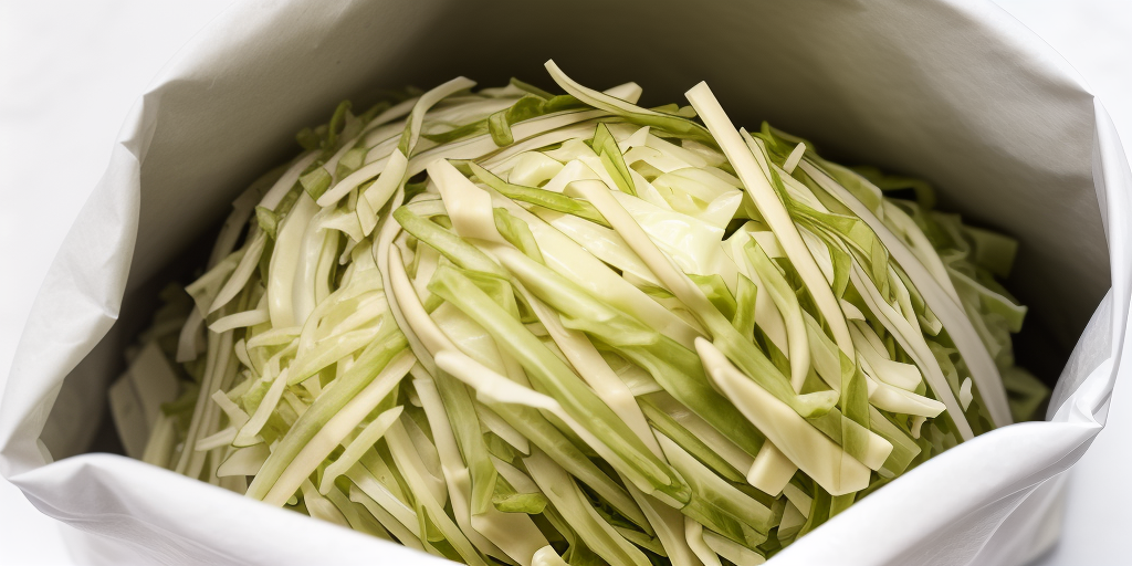 Freshly Shredded Cabbage Ready for Cooking or Salad Preparation in a Bag