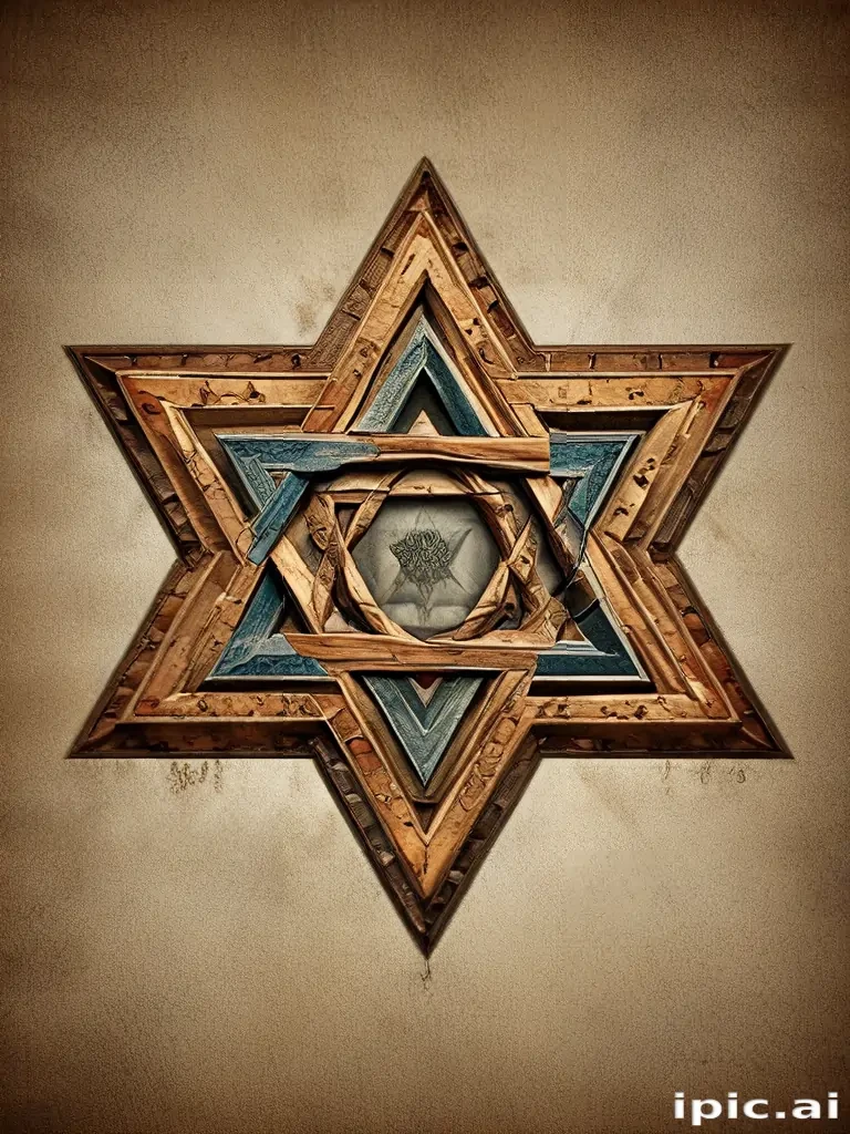 Intricate Star of David Design Incorporating Natural Elements and Textures