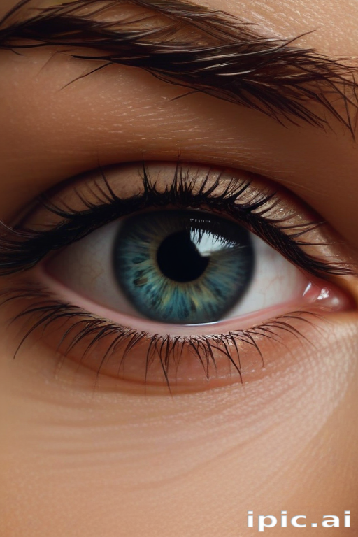 Close-Up of a Striking Blue Eye with Detailed Eyelashes and Skin Texture