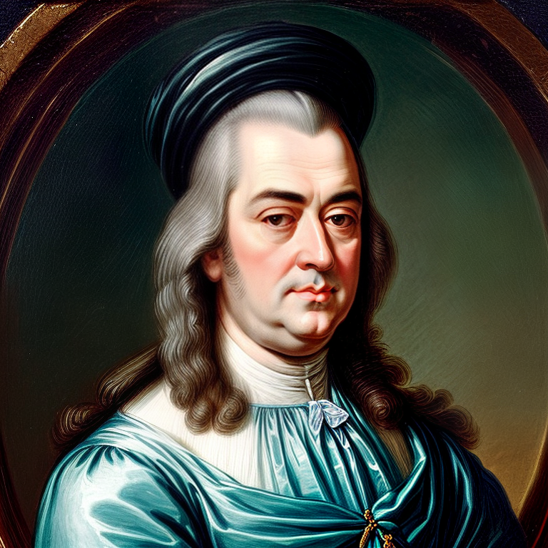 draw a close-up portrait of Handel with loug white toupee more similar ...