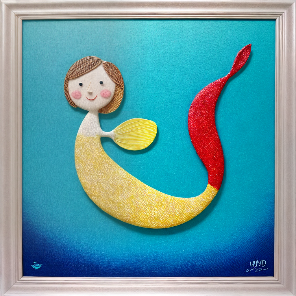 Framed picture of Liz truss as a love seeking mermaid