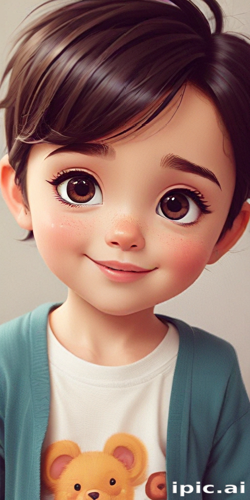 Adorable Animated Portrait of a Young Child with Bright Eyes and ...