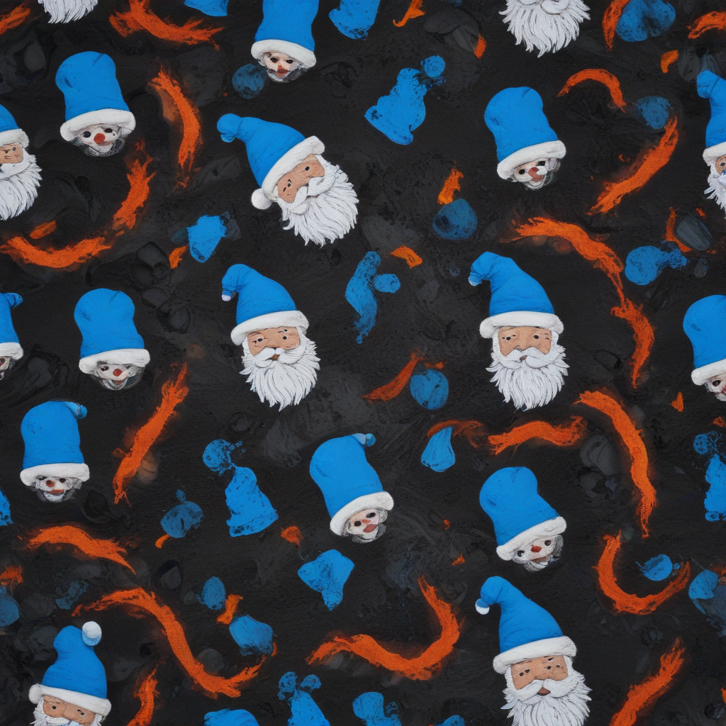 blue santa with blue santa hat falling in lava
