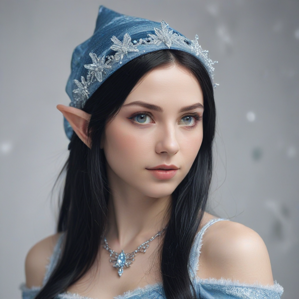 female elf ice wizard black hair