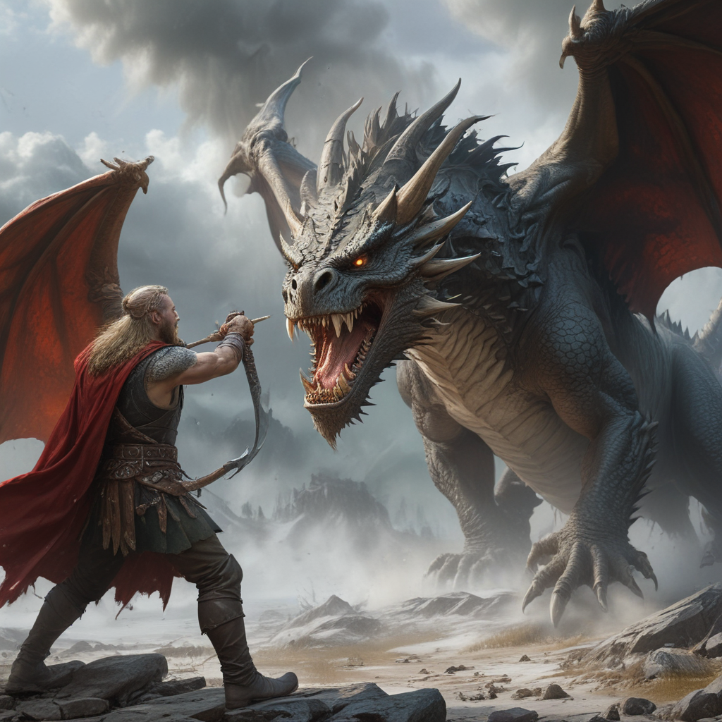 dragon killing a viking