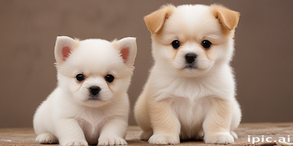Two Adorable Fluffy Puppies Sitting Together with Cute Expressions and ...