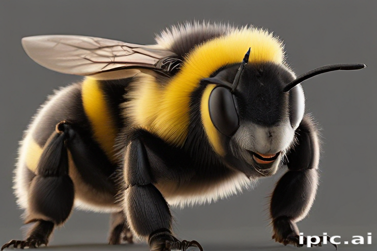 Realistic Illustration of a Bumblebee with Detailed Features and Textures