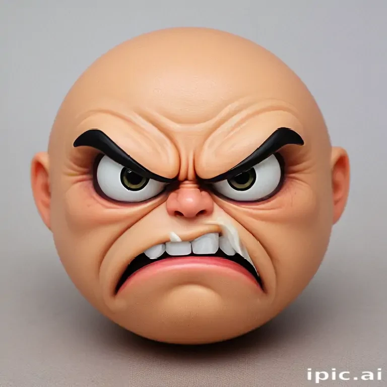 Angry Cartoon Character Face with Intense Expression and Bold Features