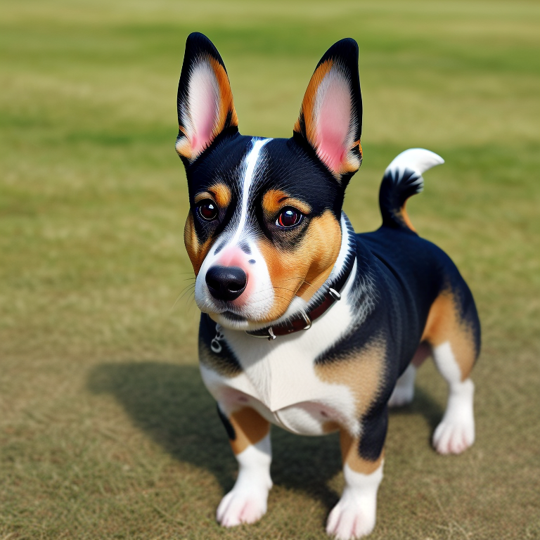 A Playful Corgi Dog Posing Happily on a Sunny Green Lawn.
