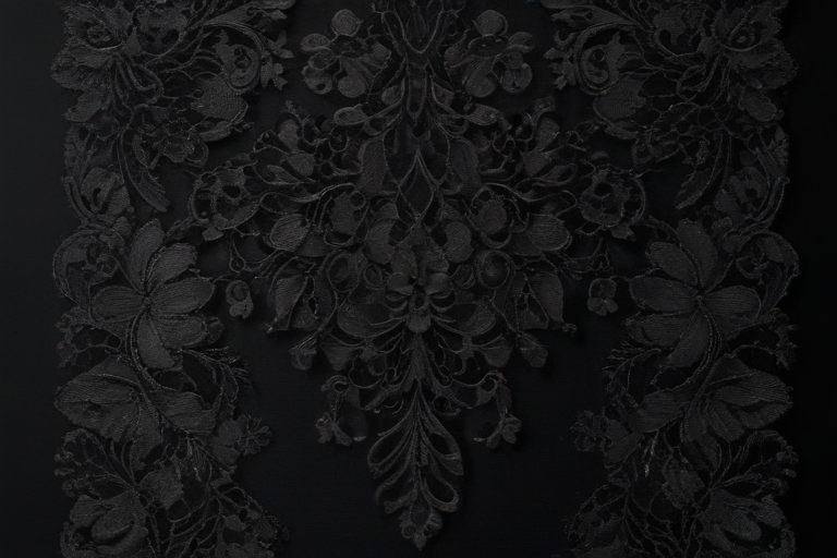 Intricate Black Lace Design with Floral Patterns and Elegant Detailing