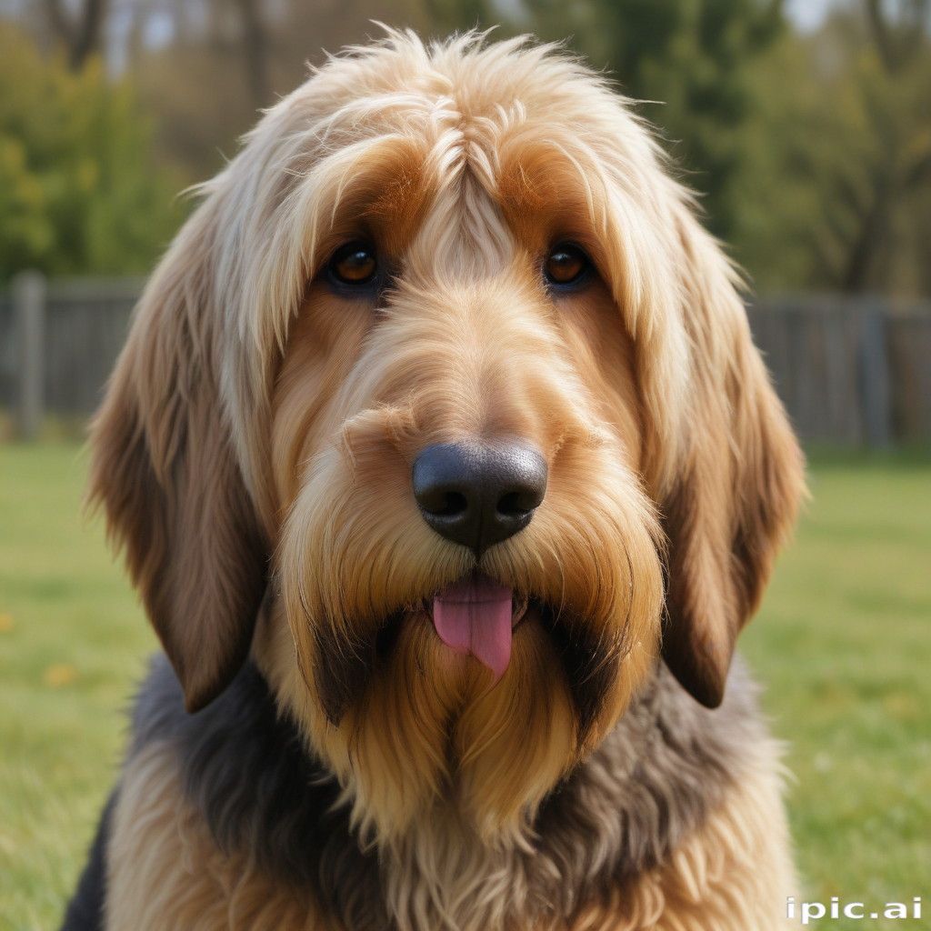 A Friendly Dog with Fluffy Fur Posing in a Sunny Park.