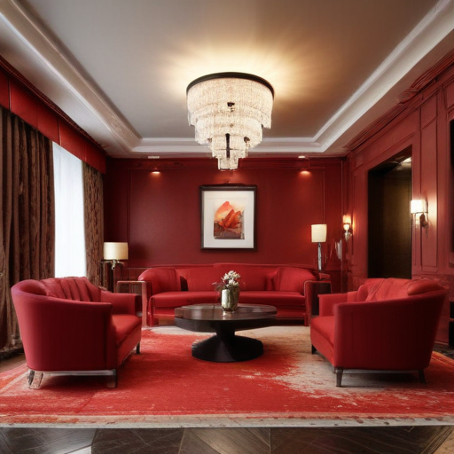fancy hotel lounge red
