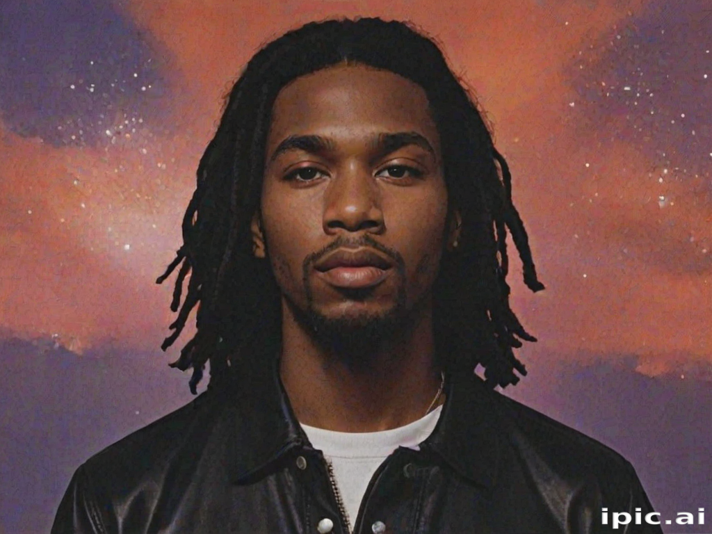 A Portrait of a Young Man Against a Colorful Sunset Background.