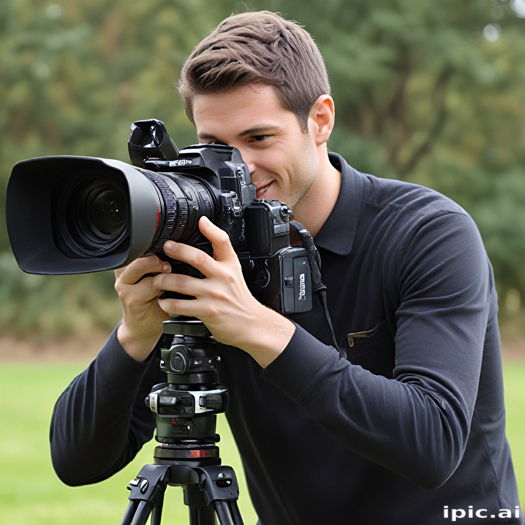 Young Photographer Capturing Nature's Beauty with Professional Camera ...