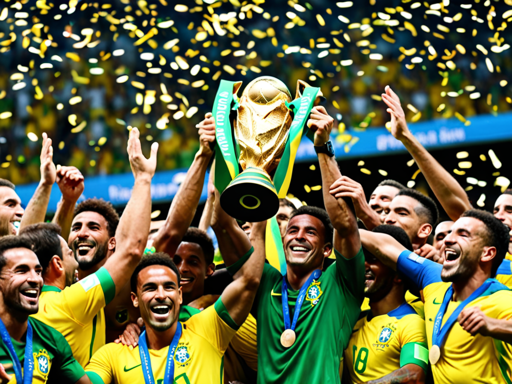 Brazil Lifting The World Cup Trophy With Everyone Happy Brazil Lifting The World Cup Trophy With Everyone Happy